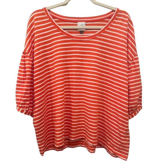 CAbi | Tops | Cabi Poolside Tee Orange With White Stripessz S Oversized ...